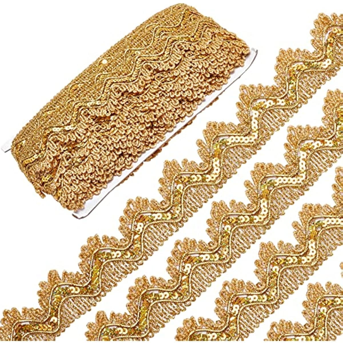 Walmart 20 Yard Wide Sewing 1.5 Inch Gold Beaded Lace Trim Sequined ...
