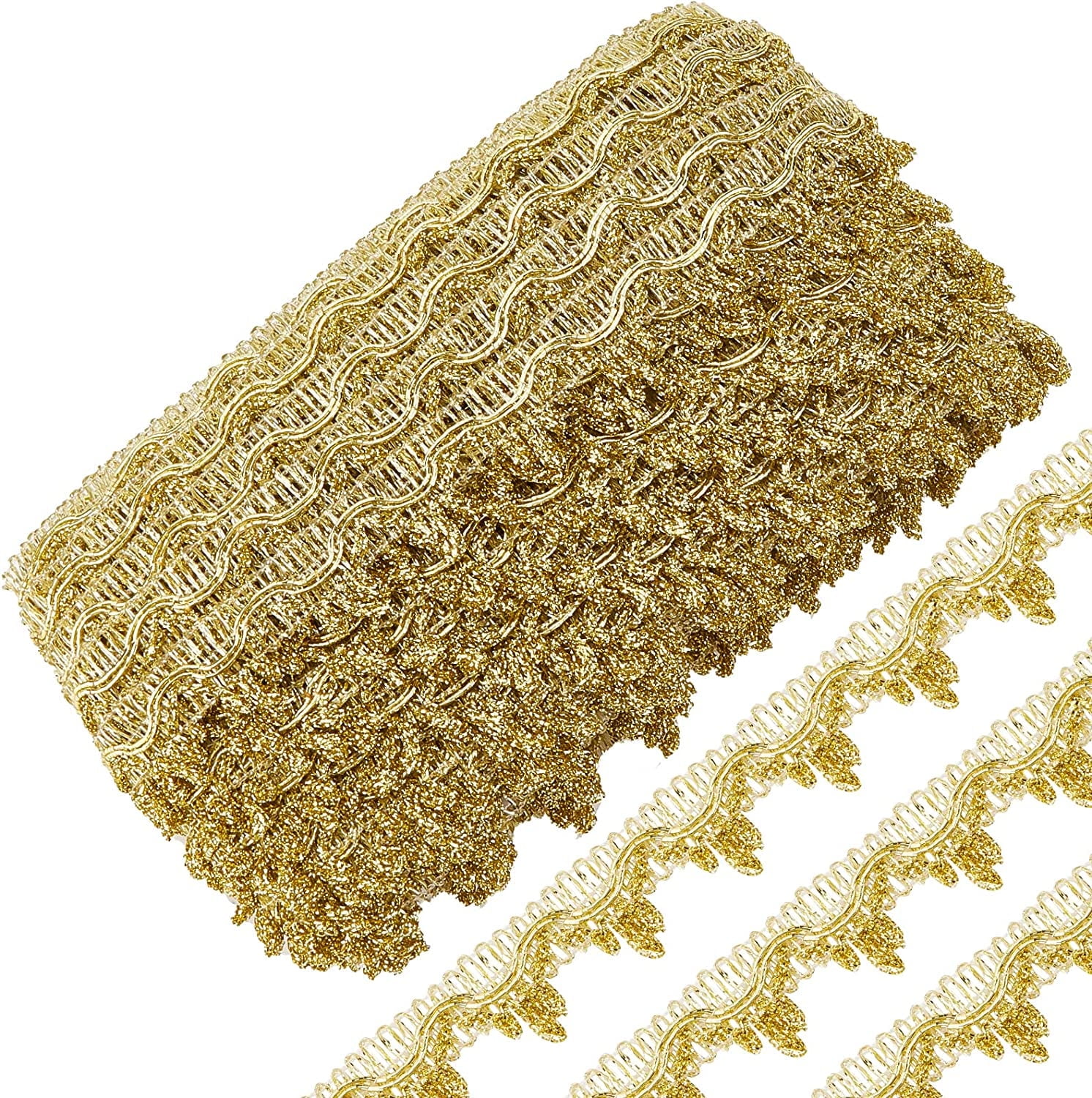 20Yds 3 4 Metallic Gold Braid Lace Trim Flower Glitter Scroll Trims ...