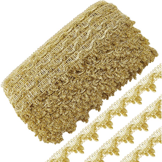 20Yds 3 4 Metallic Gold Braid Lace Trim Flower Glitter Scroll Trims ...