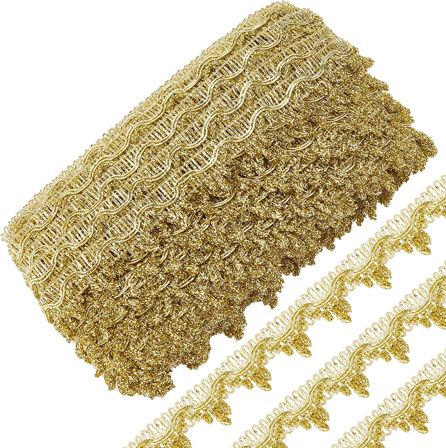 20Yds 3 4 Metallic Gold Braid Lace Trim Flower Glitter Scroll Trims ...