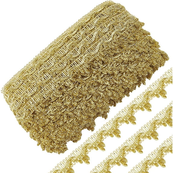 20Yds 3 4 Metallic Gold Braid Lace Trim Flower Glitter Scroll Trims ...