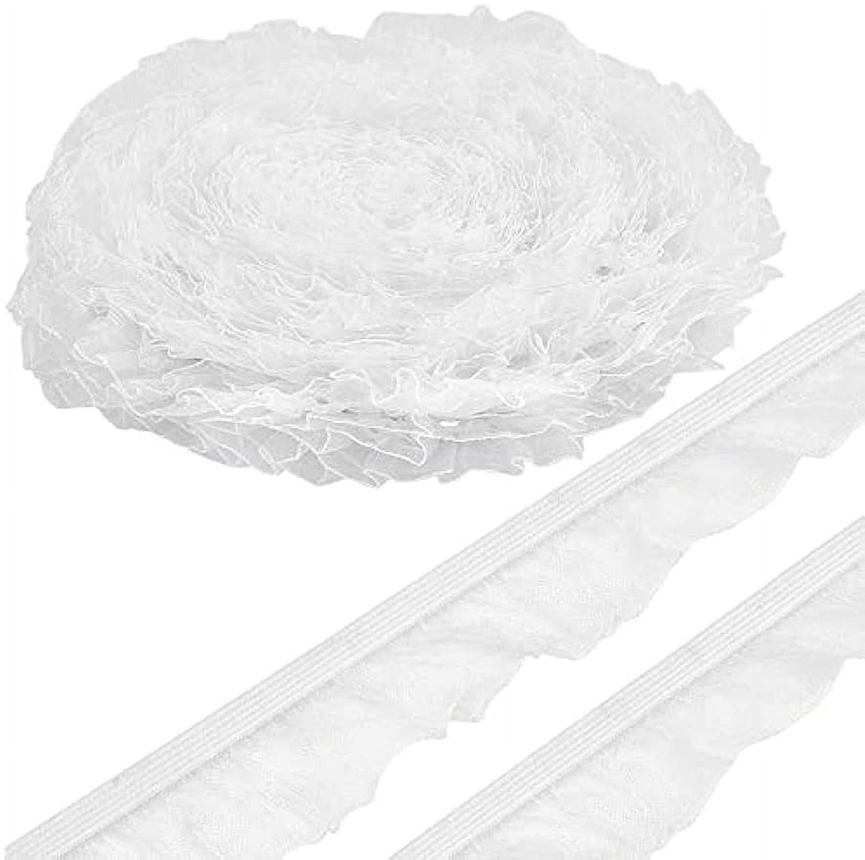 20Yds Organza Ruffled Pleated Lace Fabric Trim Ribbon 1 inch White ...