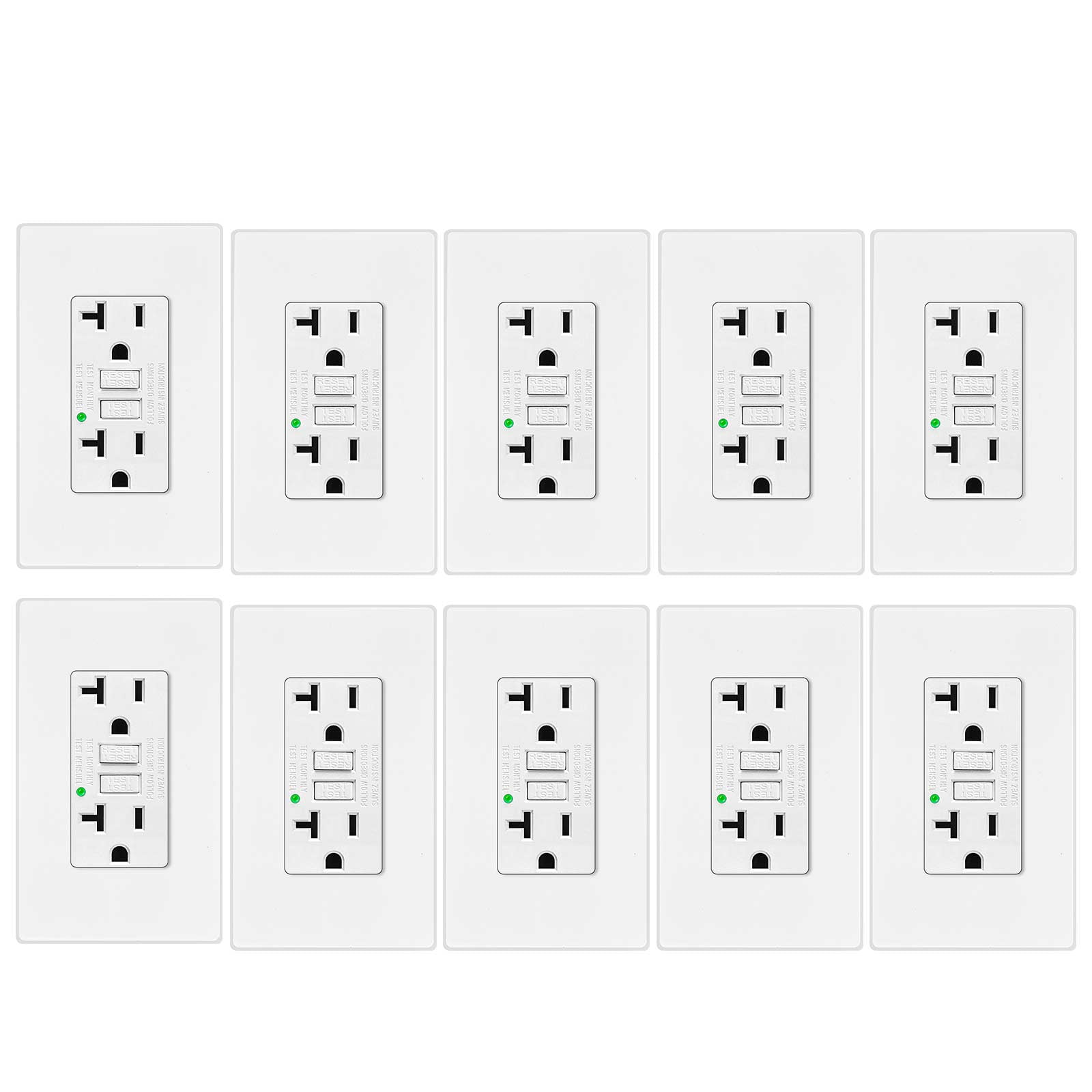 20amp GFCI Outlets, Non-Tamper-Resistant GFI Duplex Receptacles with ...