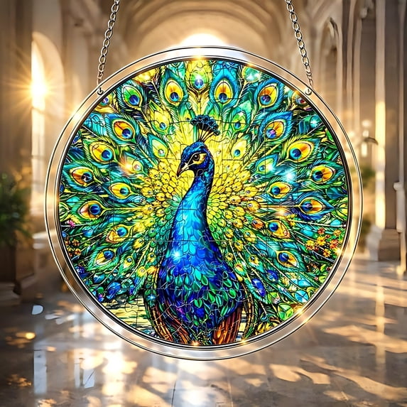 20cm Acrylic Hanging Decor Round Art Ornament With Chain Indoor Outdoor ...