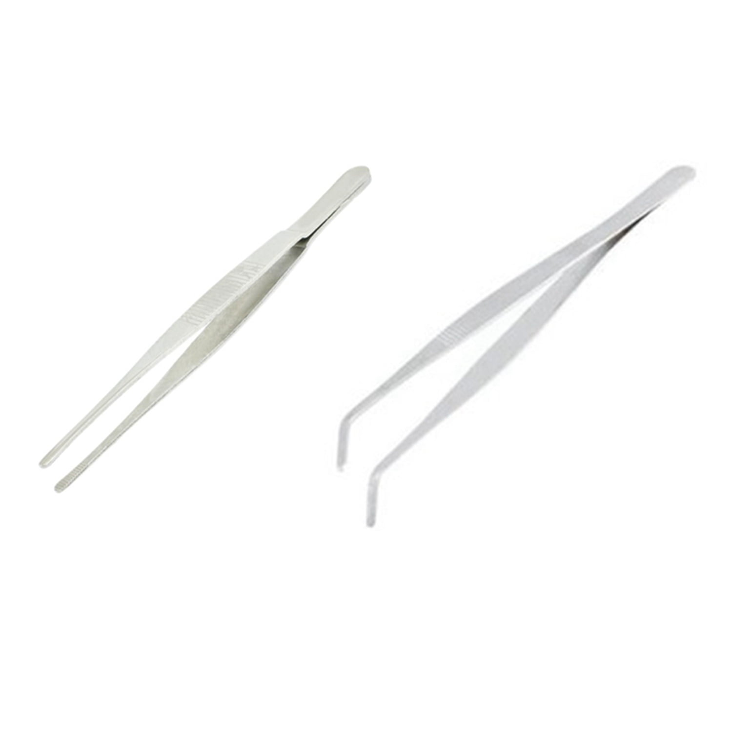 20cm Angled Slanted Tip Metal Curved Tweezer Silver Tone & 5.5 inch ...