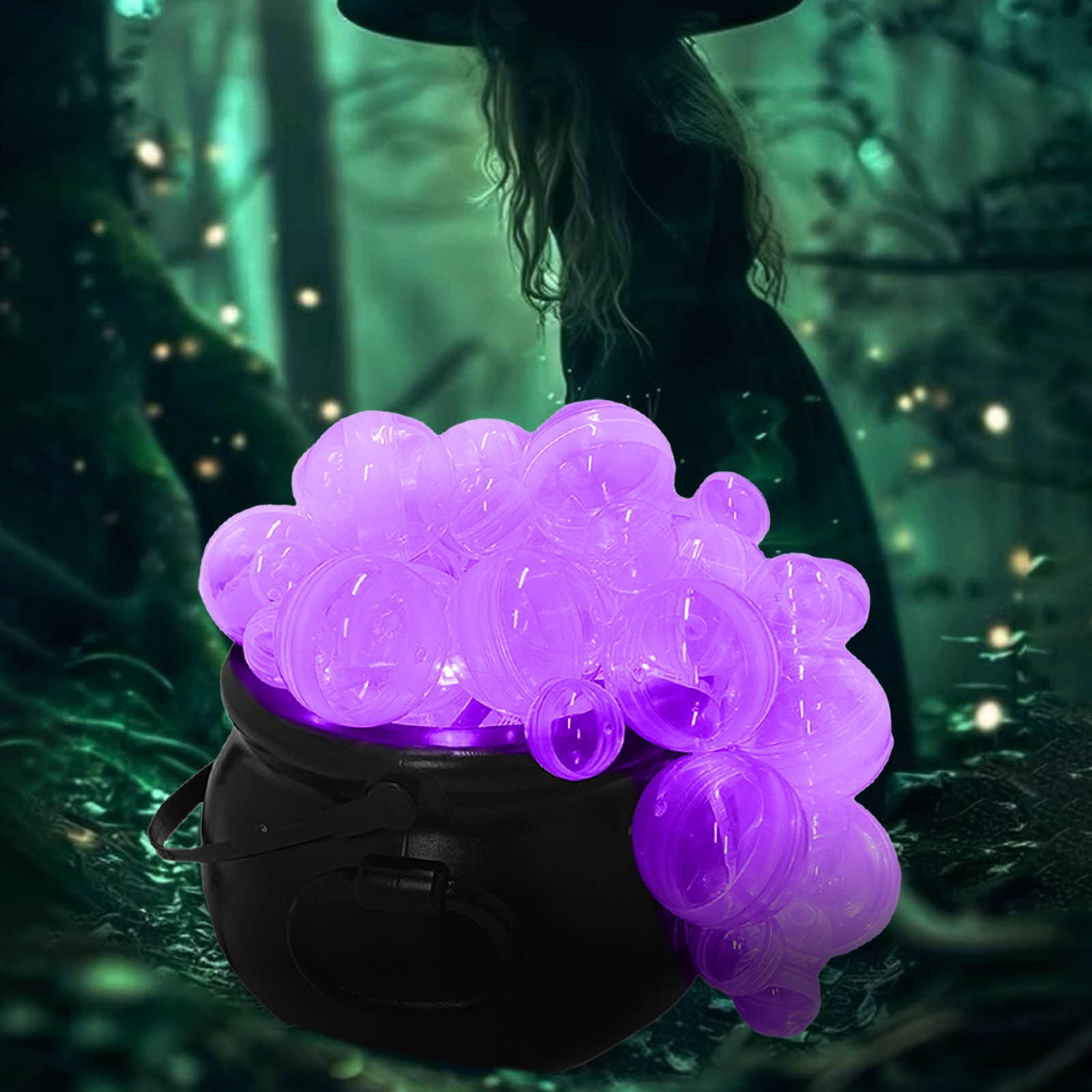 20cm Halloween Decorations Indoor Glowing Witch Jar Pot Set, DIY ...