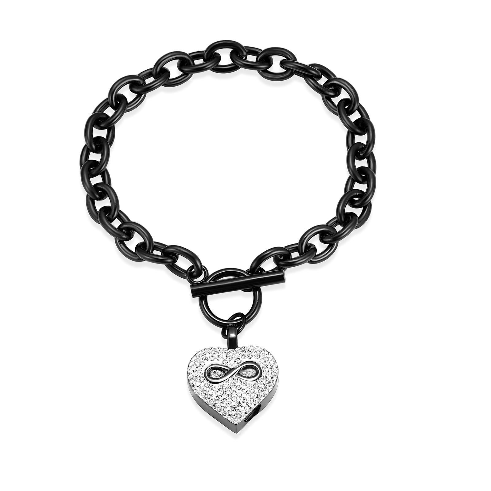 20cm Infinity Love Heart Locket Chain Link Bracelet Keepsake Cremation ...