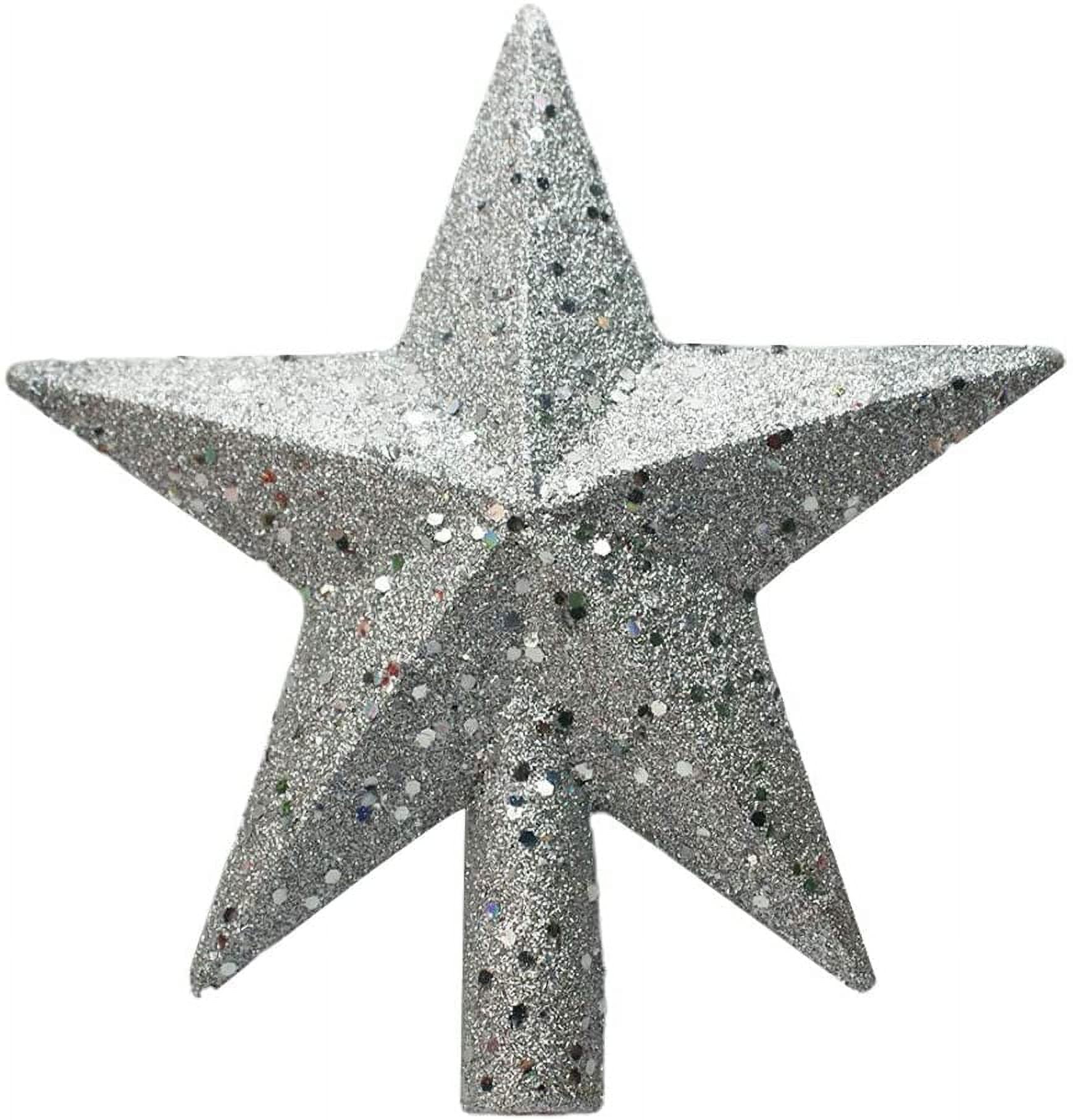Sohindel 20cm Mini Christmas Tree Topper, Glittering Silver Star ...
