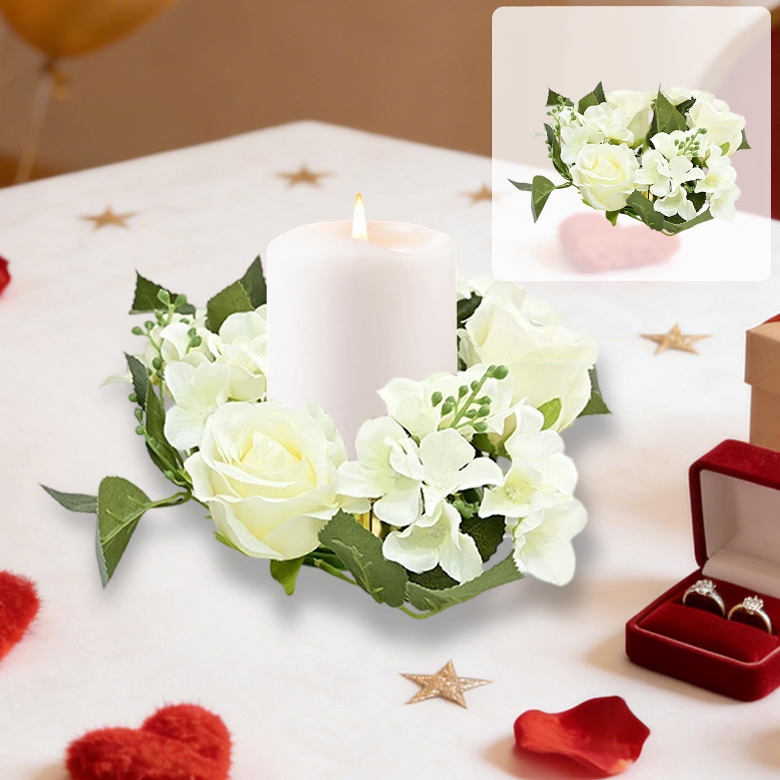 20cm Silk Rose Candle Wreath for Wedding, Party, or Valentine's Day ...