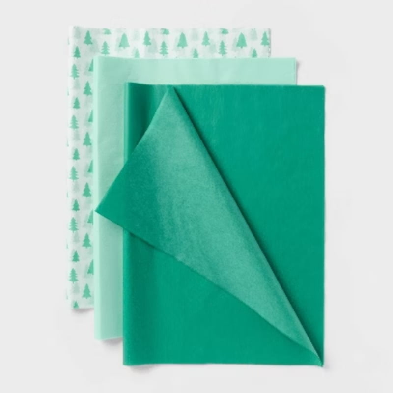 20ct Christmas Tree Print and Solid Tissue Paper Green/Mint/White ...