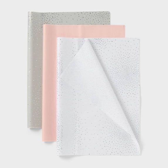 20ct Foil Dots Gift Wrap Tissue Gray/Pink/White - Spritz: Wrapping ...