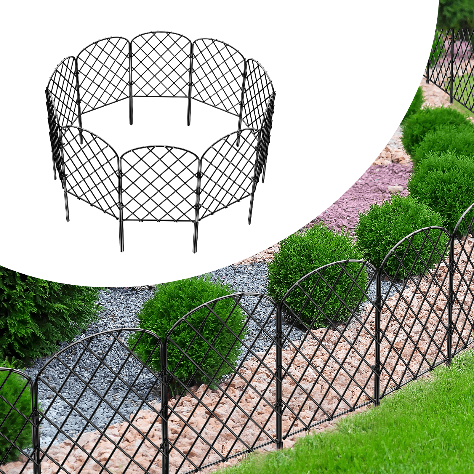 20ft 19-Piece Metal Fence Panel Set for Pet Containment & Garden Border ...