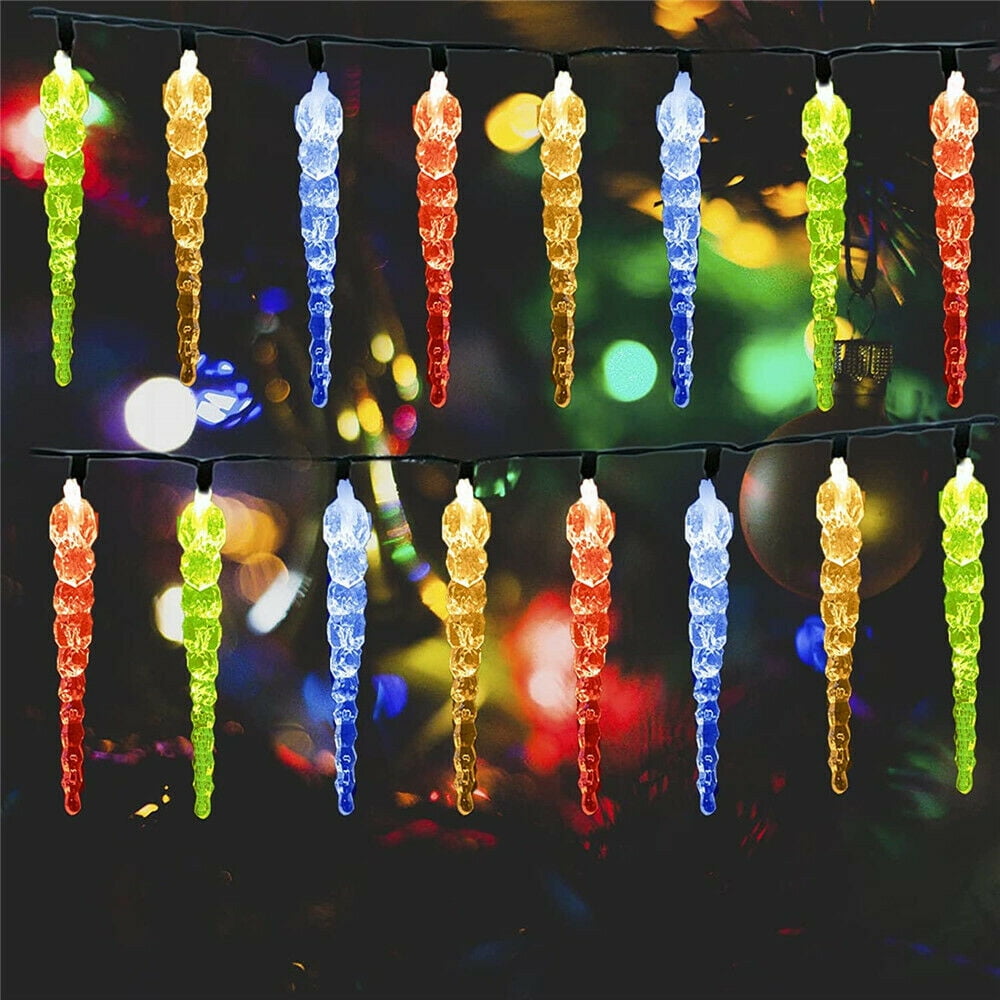 20ft 30LED Solar Icicle Lights, Waterproof Twinkling Crystal Ice Cone ...