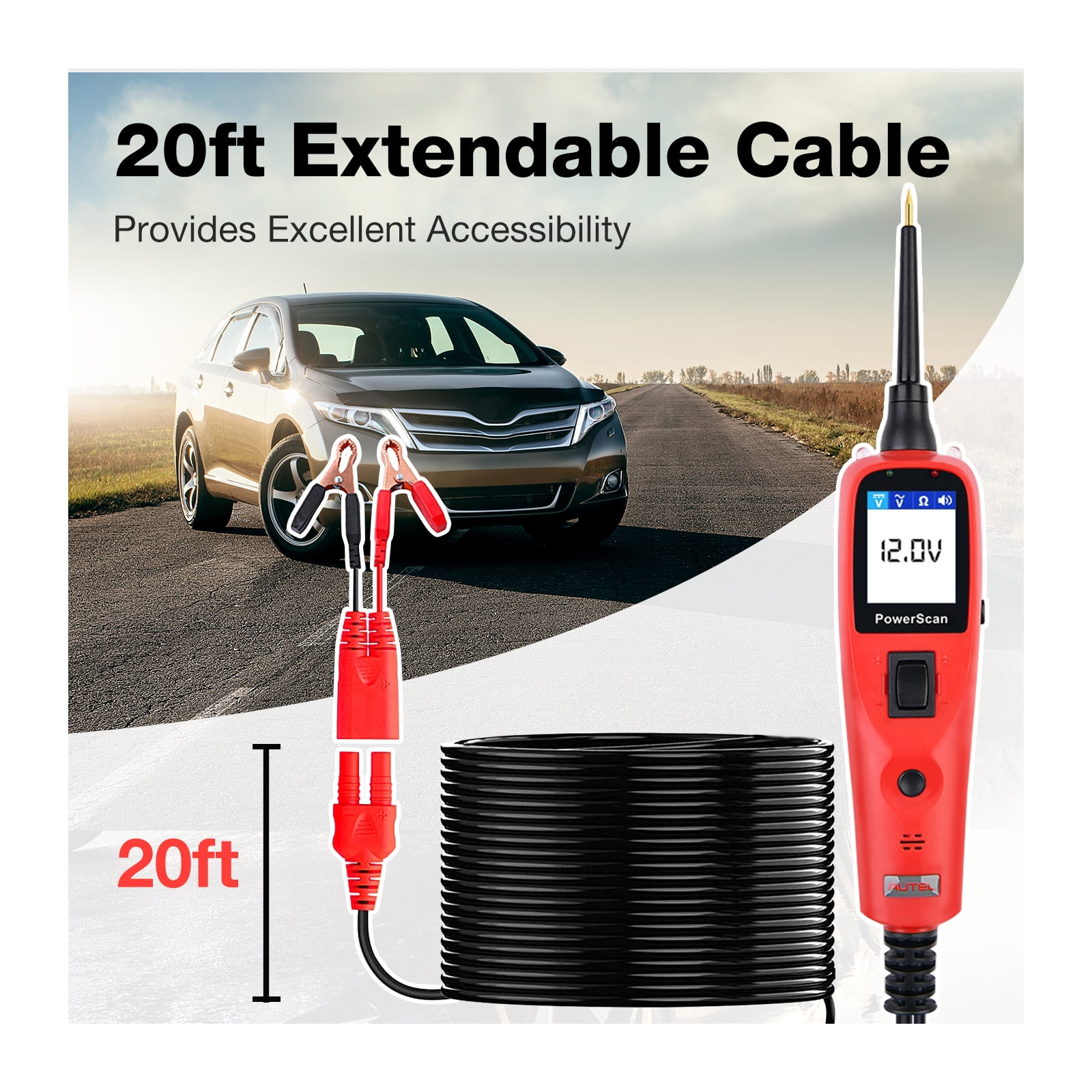 20ft Autel PowerScan PS100 Circuit Tester Universal 12V 24V Automotive ...