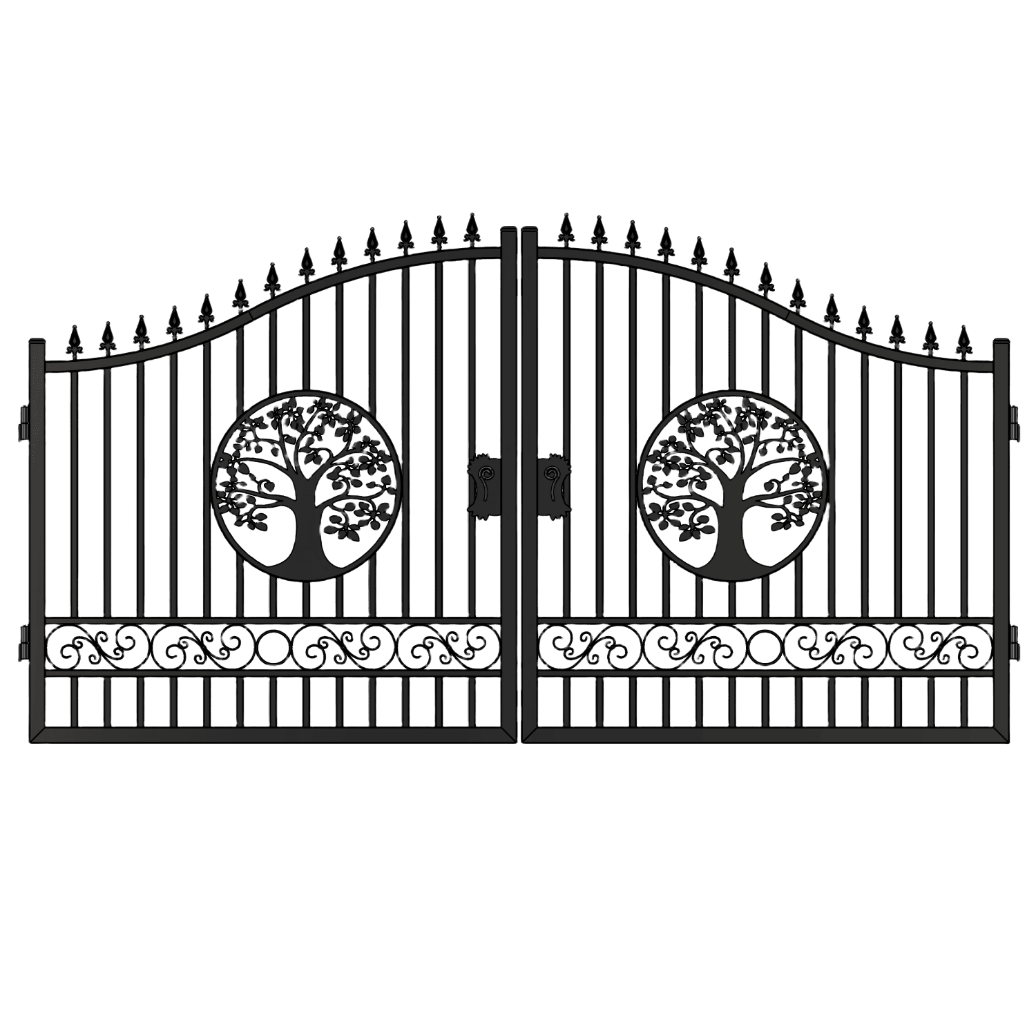 20ft Double Arc Wrought Steel Garden Driveway Gate with Post - Walmart.com