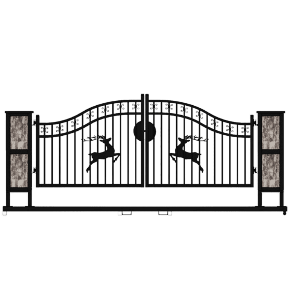20ft Double Arc Wrought Steel Garden Driveway Gate with Post - Walmart.com