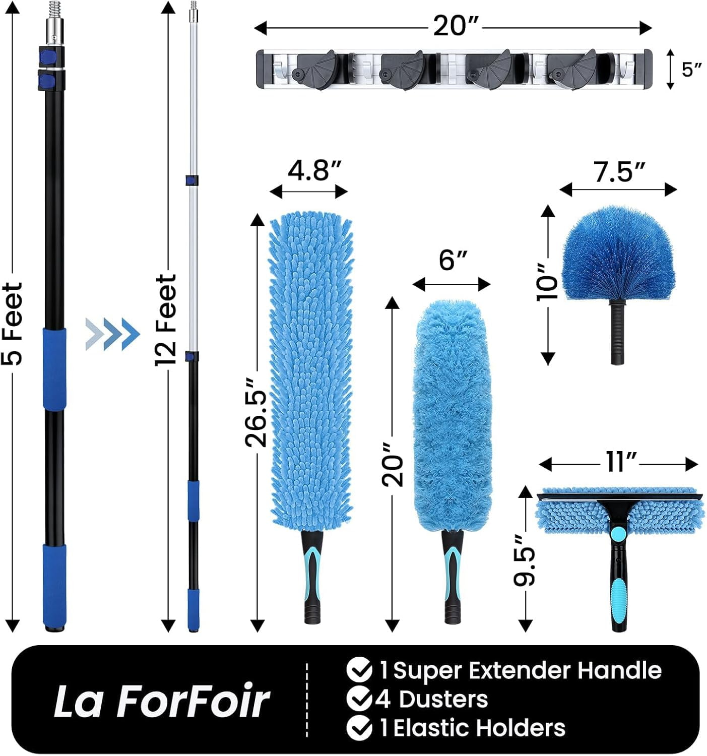 20ft High Ceiling Duster Kits with 5-12ft Heavy Duty Extension Pole ...