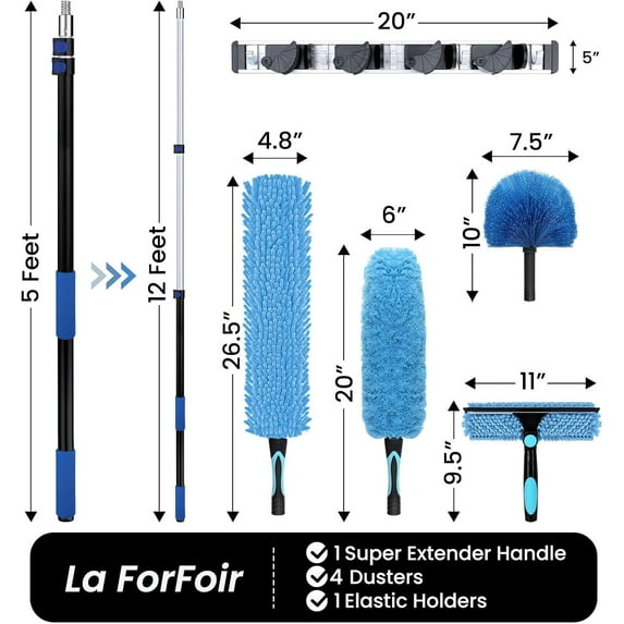 20ft High Ceiling Duster Kits with 5-12ft Heavy Duty Extension Pole ...