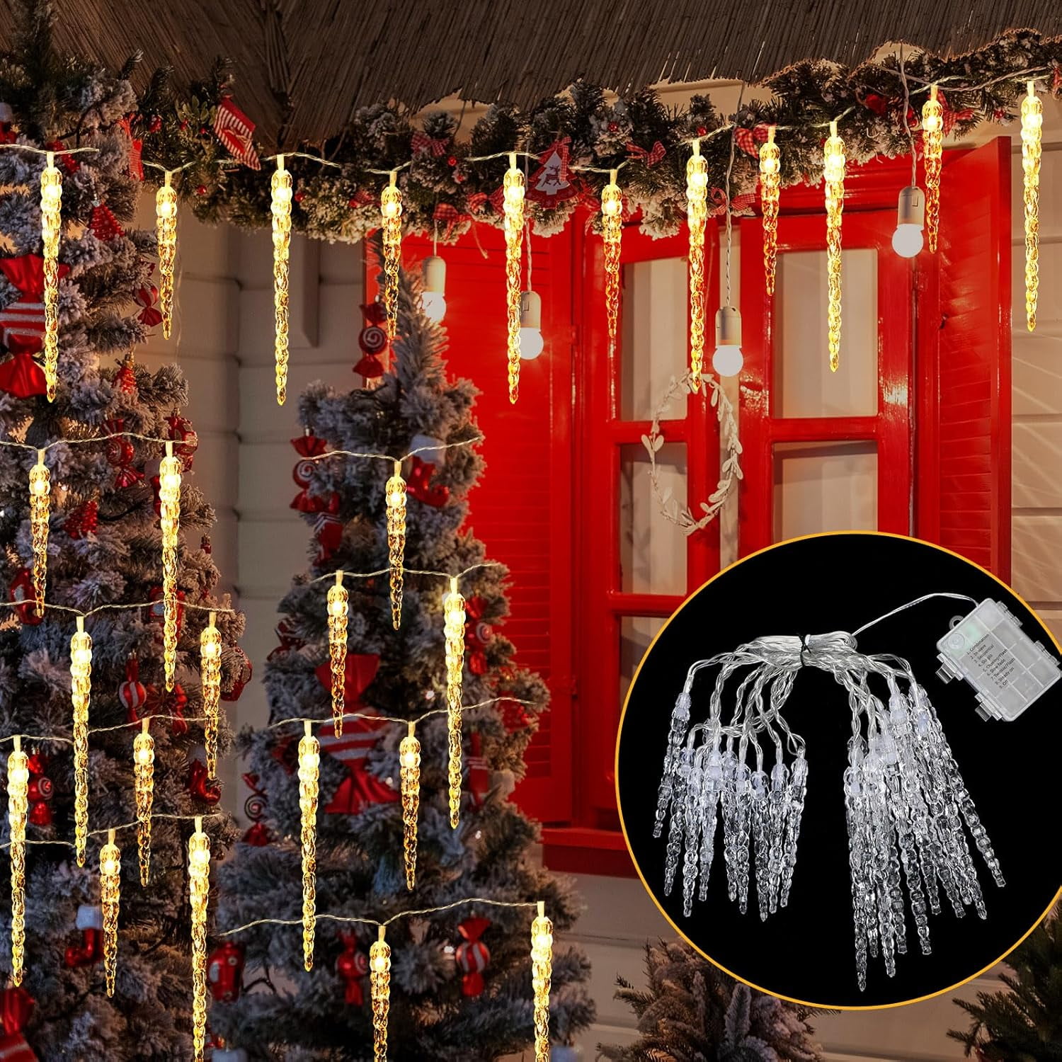 20ft Icicle Christmas Lights for Christmas Tree 20 Tube Dropping Lights ...