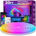 20ft LED Neon Rope Lights Music Sync, IP67 Waterproof LED Strip Lights ...