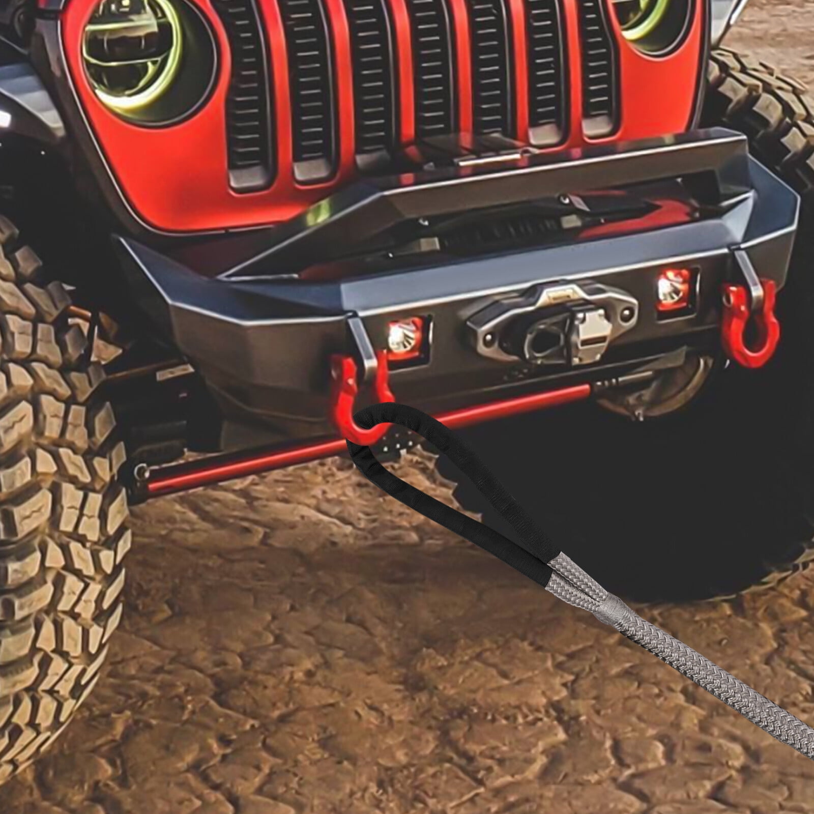 20ft Length Grey Elasticity Recovery Rope Kit 15100lbs Long Towing Rope ...