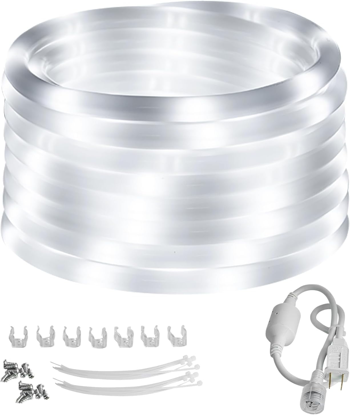 20ft Outdoor LED Rope Lights, Daylight White, 110V, Connectable ...