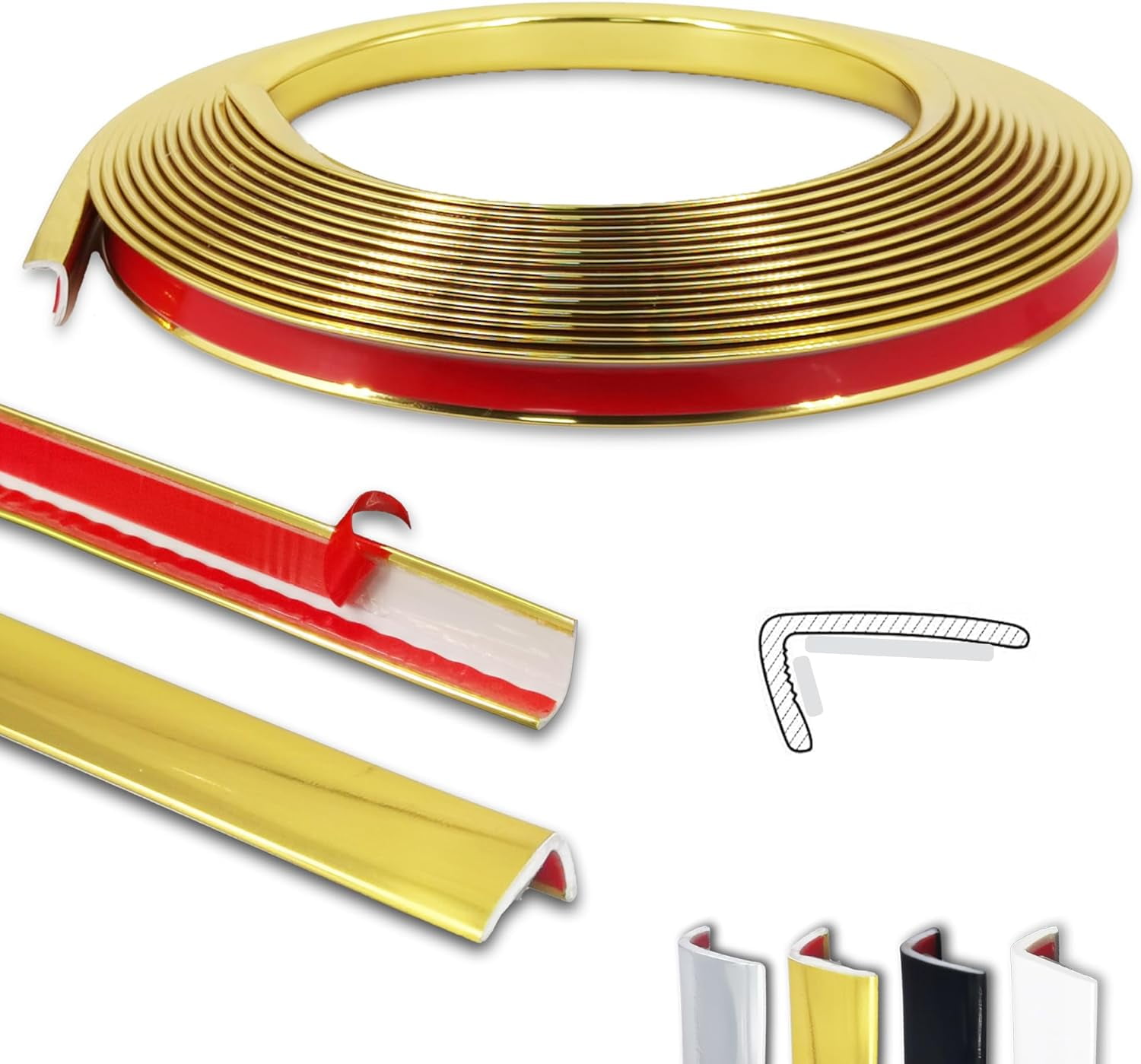 20ft Outside Vinyl Corner Trim Peel and Stick for Tile and Wall Edges ...