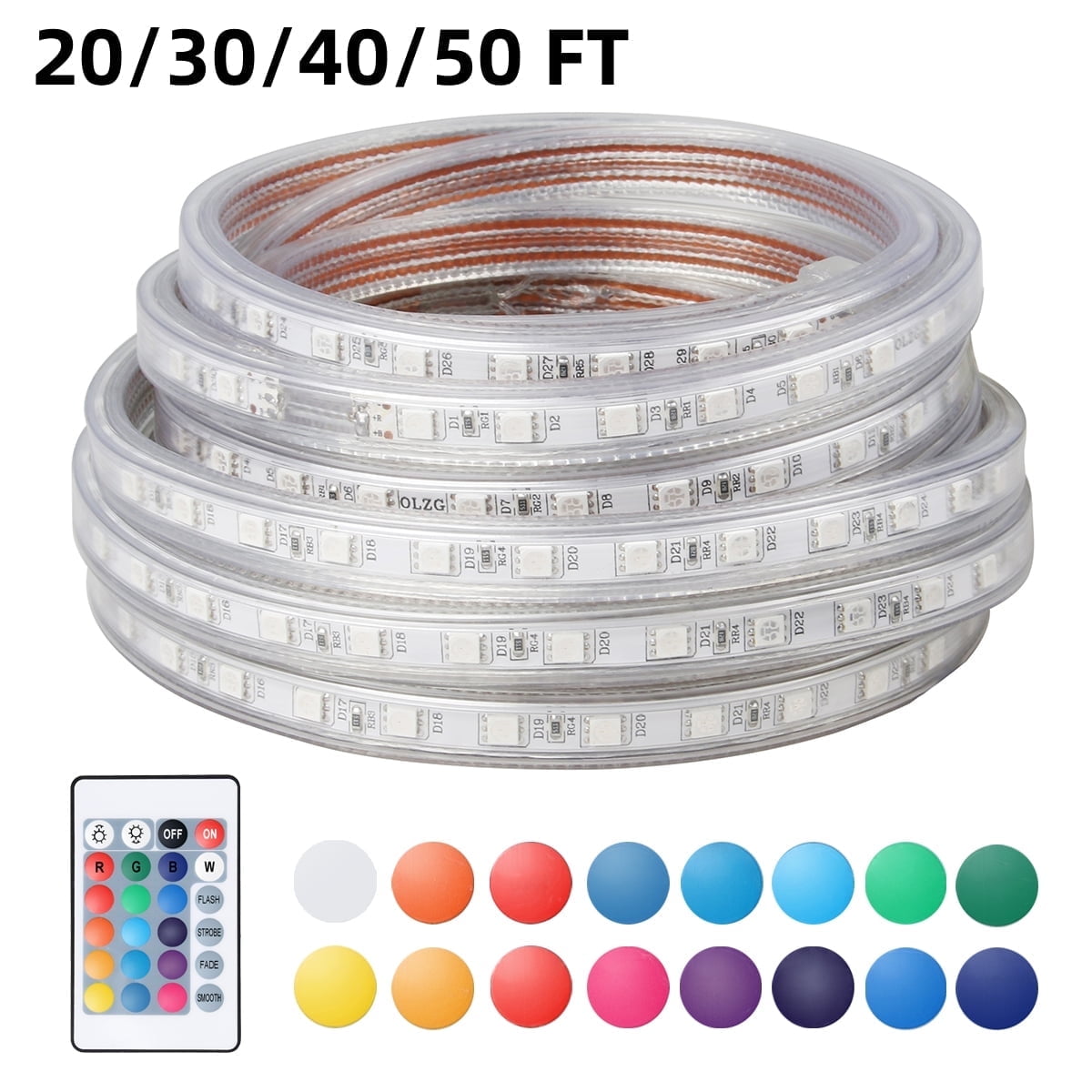 20ft Outdoor Bedroom Changing Christmas LED Strip Rope Light with ...