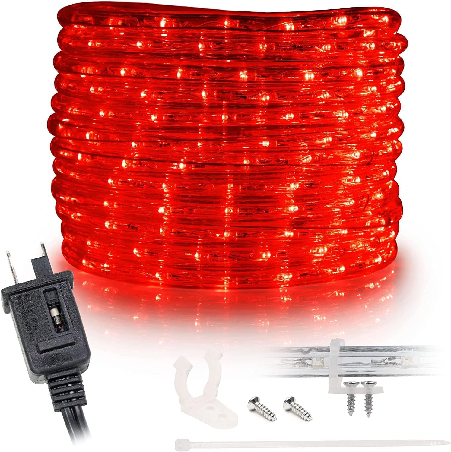 20ft Red Rope Lights, Connectable Outdoor Permanent Waterproof Exterior ...