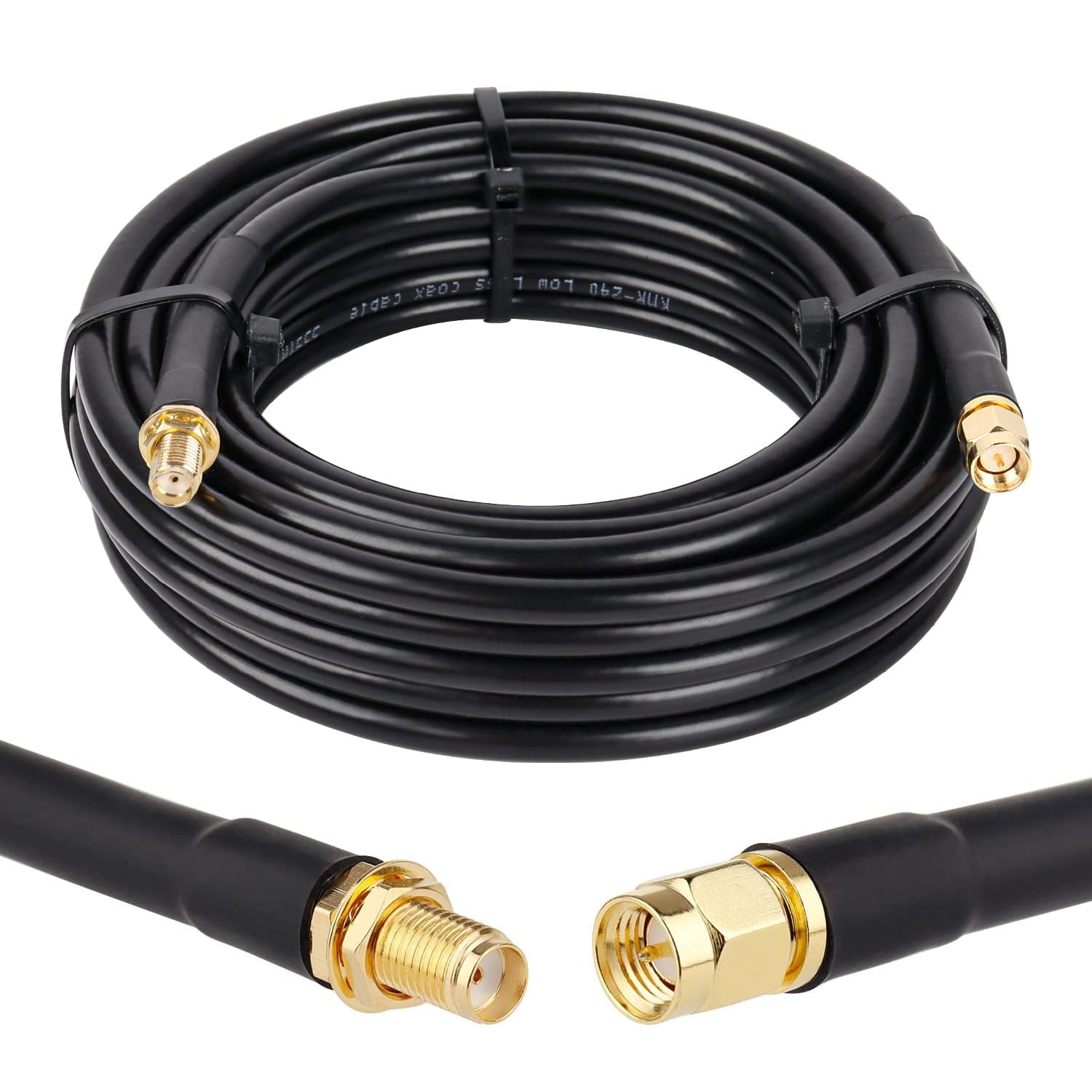 20ft SMA Male to SMA Female Coax Extension Cable, 50 Ohm KMR240 Low Loss SMA Coax Coaxial Cable ...