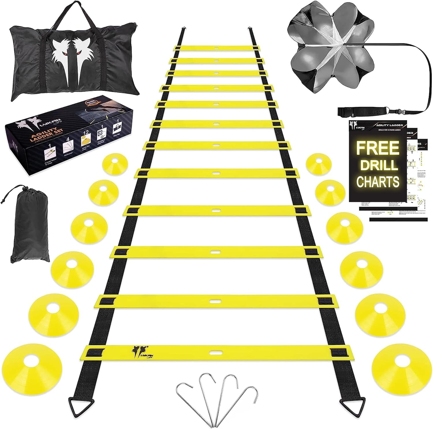 20ft Sports Agility Ladder for Men Women and Kids, Speed Youth Soccer ...