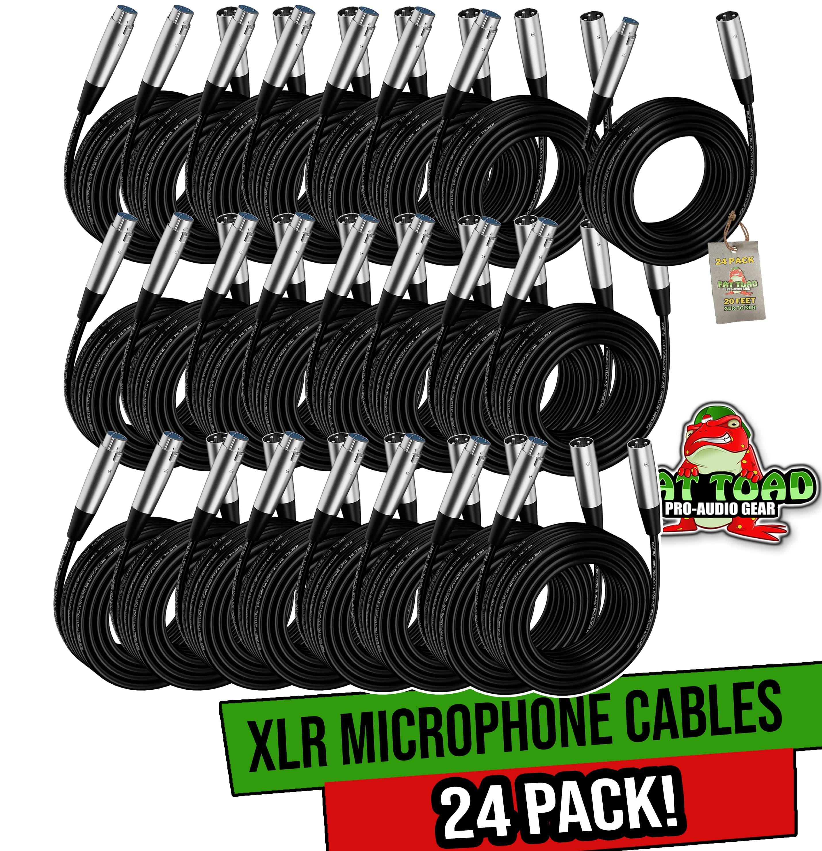 20ft XLR Mic Cables by FAT TOAD (24-PACK)| Professional Pro Audio Green ...