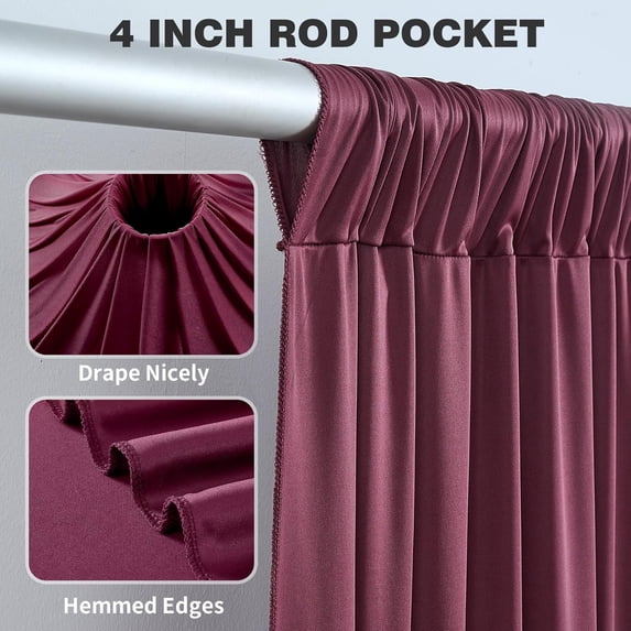 20ft x 12ft Burgundy Wrinkle Free Polyester Backdrop Curtains 4 Panels ...