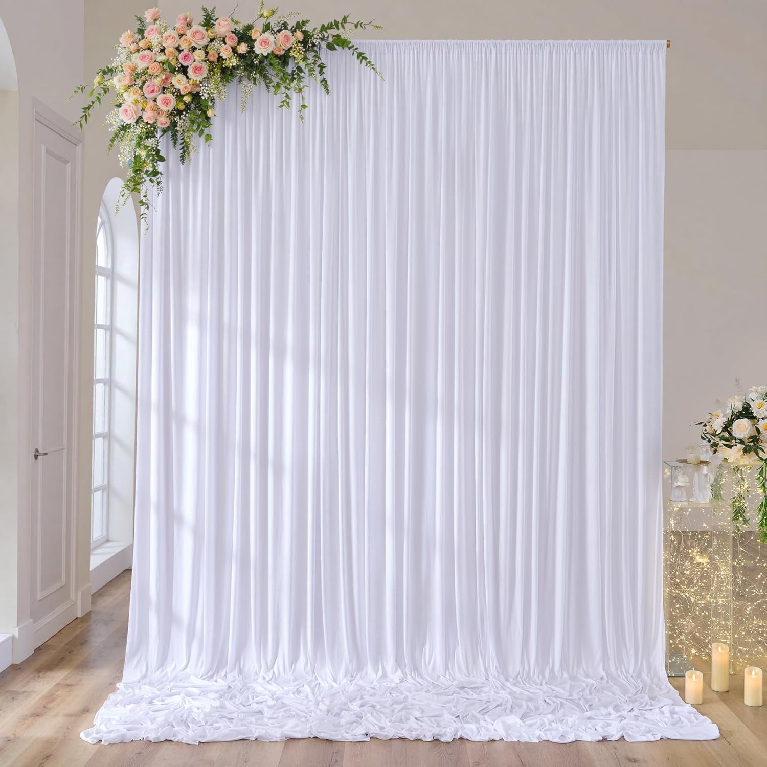 20ft x 15ft (4 Panels 5x15ft) Wrinkle-Free White Backdrop Curtains ...