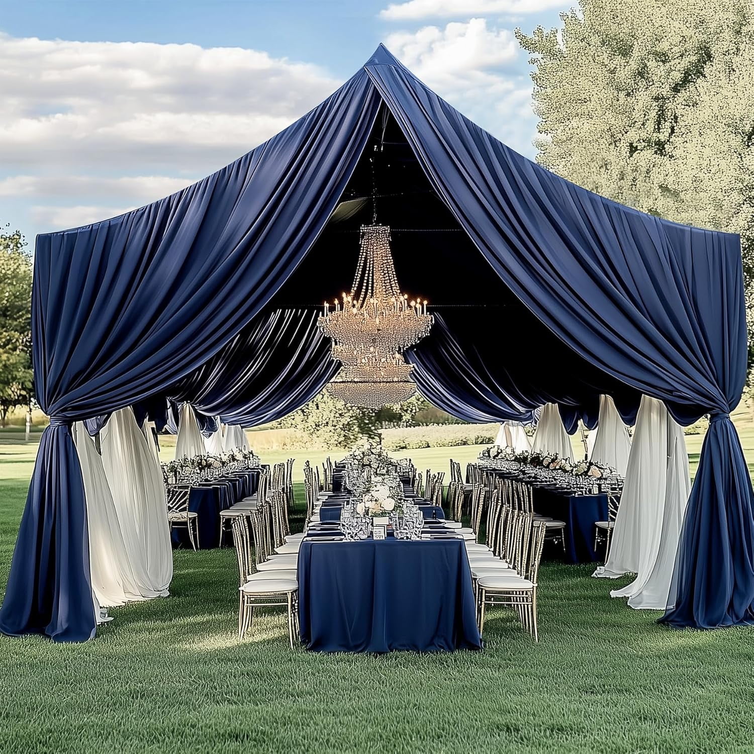 20ftx20ft Navy Blue Ceiling Curtain for Wedding Parties – 4 Panels ...