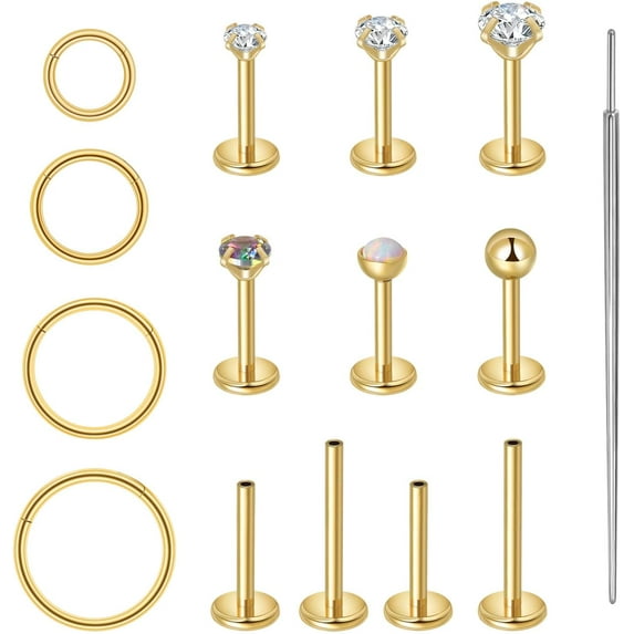 20g 18g 16g Nose Rings for Women Men Threadless Stud Earrings Cz Opal ...