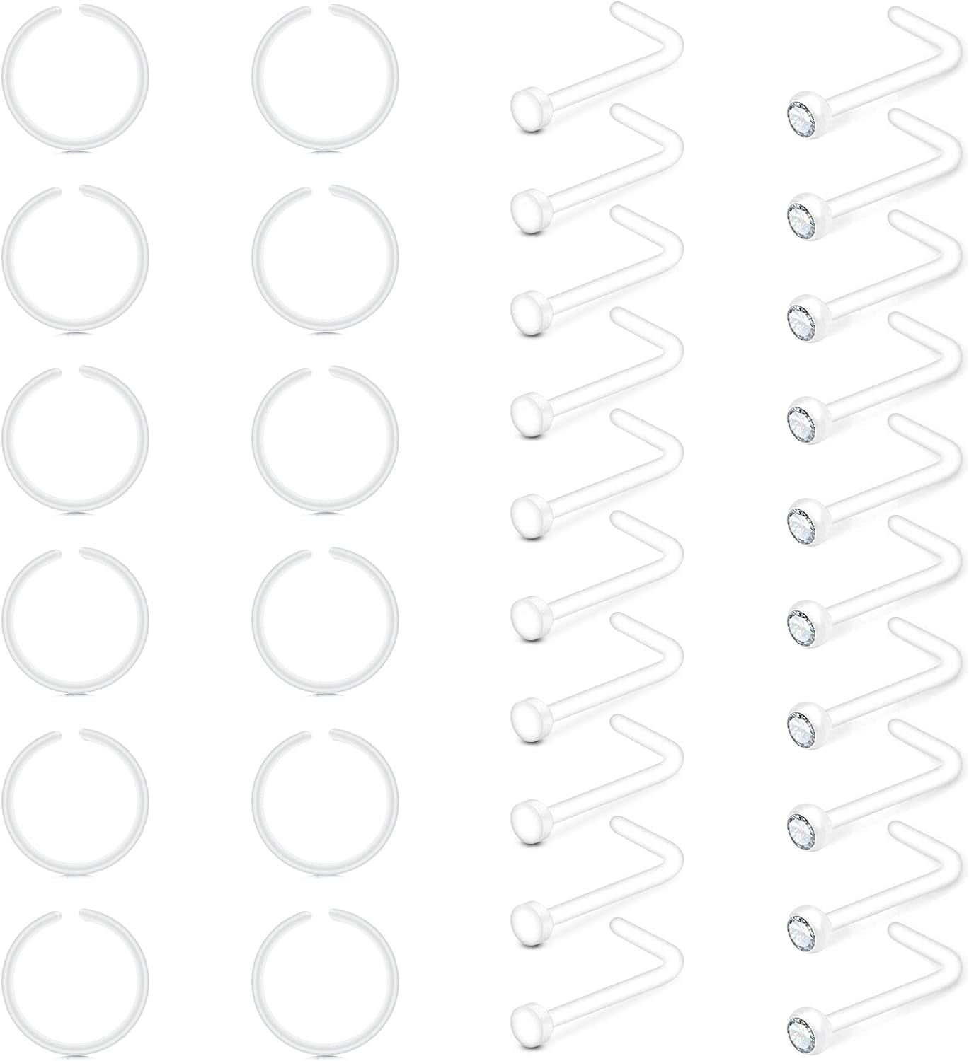 20g Small Clear Nose Rings Studs Retainer for Work Surgery Flexible L ...