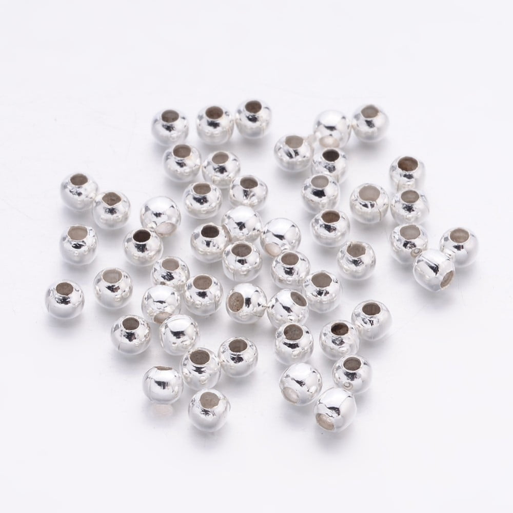 20gs Iron Spacer Beads Round Silver color Plated 3mm diameter hole: 1mm ...