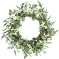 20in Farmhouse Greenery Wreath with Berries – Artificial Spring Summer ...
