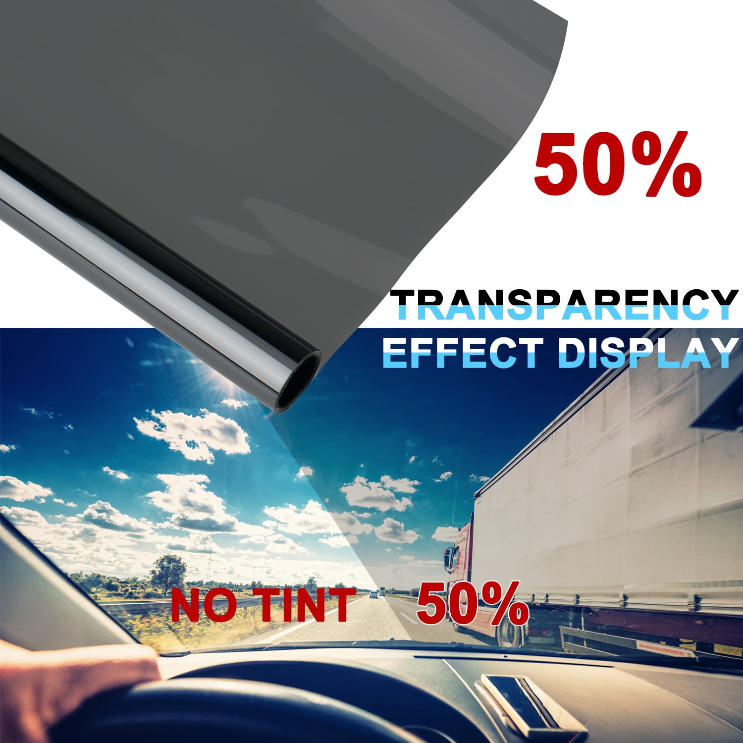 GYTY 20in x 10FT/0.5M x 3M Uncut Roll Window 5%-50% VLT Tint Film For ...