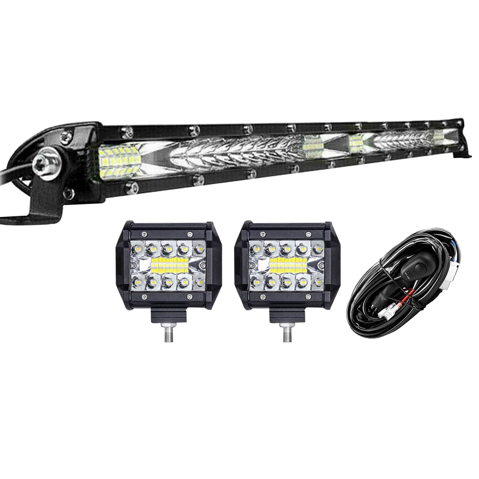 20 Inch 120W LED Light Bar + 2x4 Inch 60W LED Spot Flood Light with ...