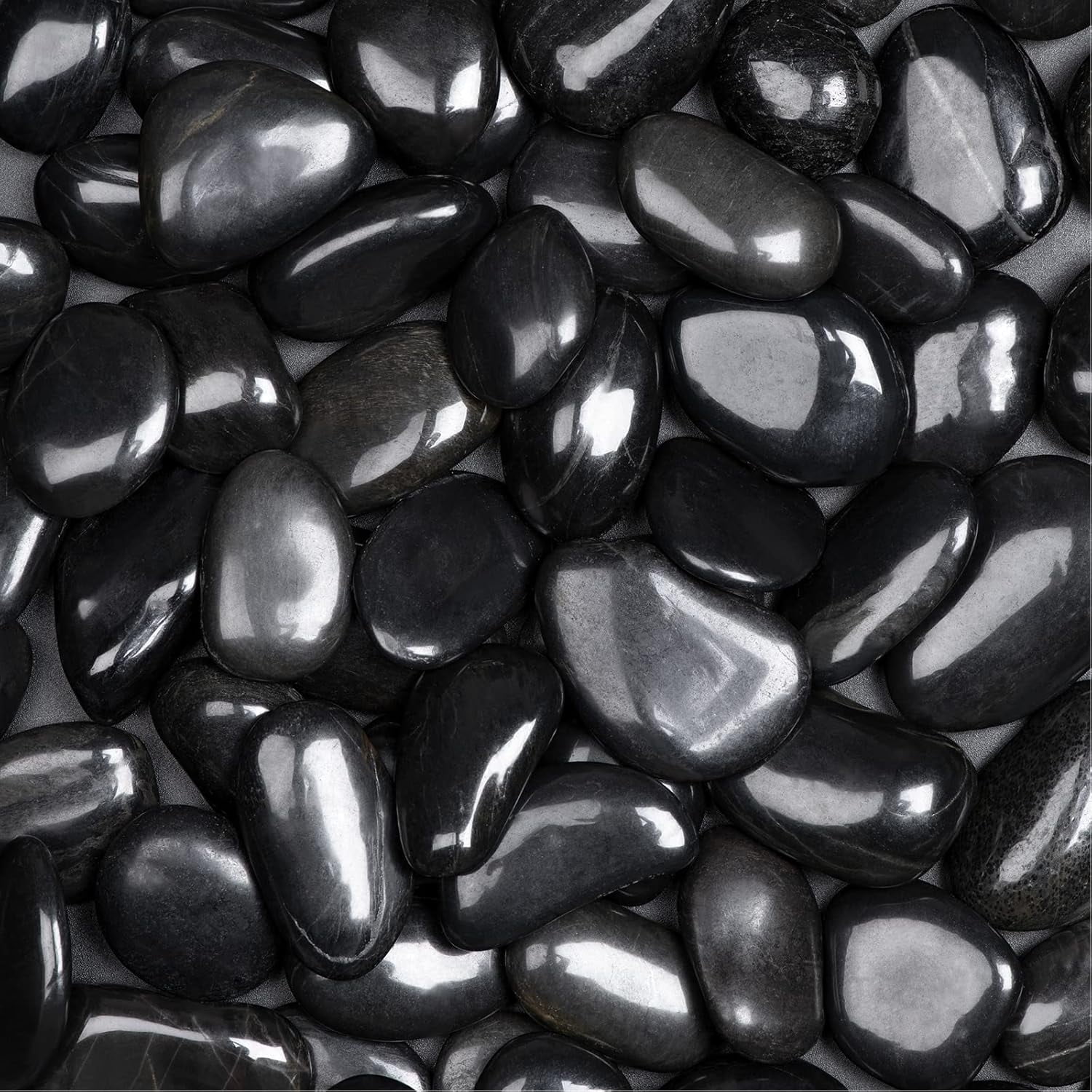 20lbs Black Natural River Rocks, High-Polished Pebbles for Plants ...