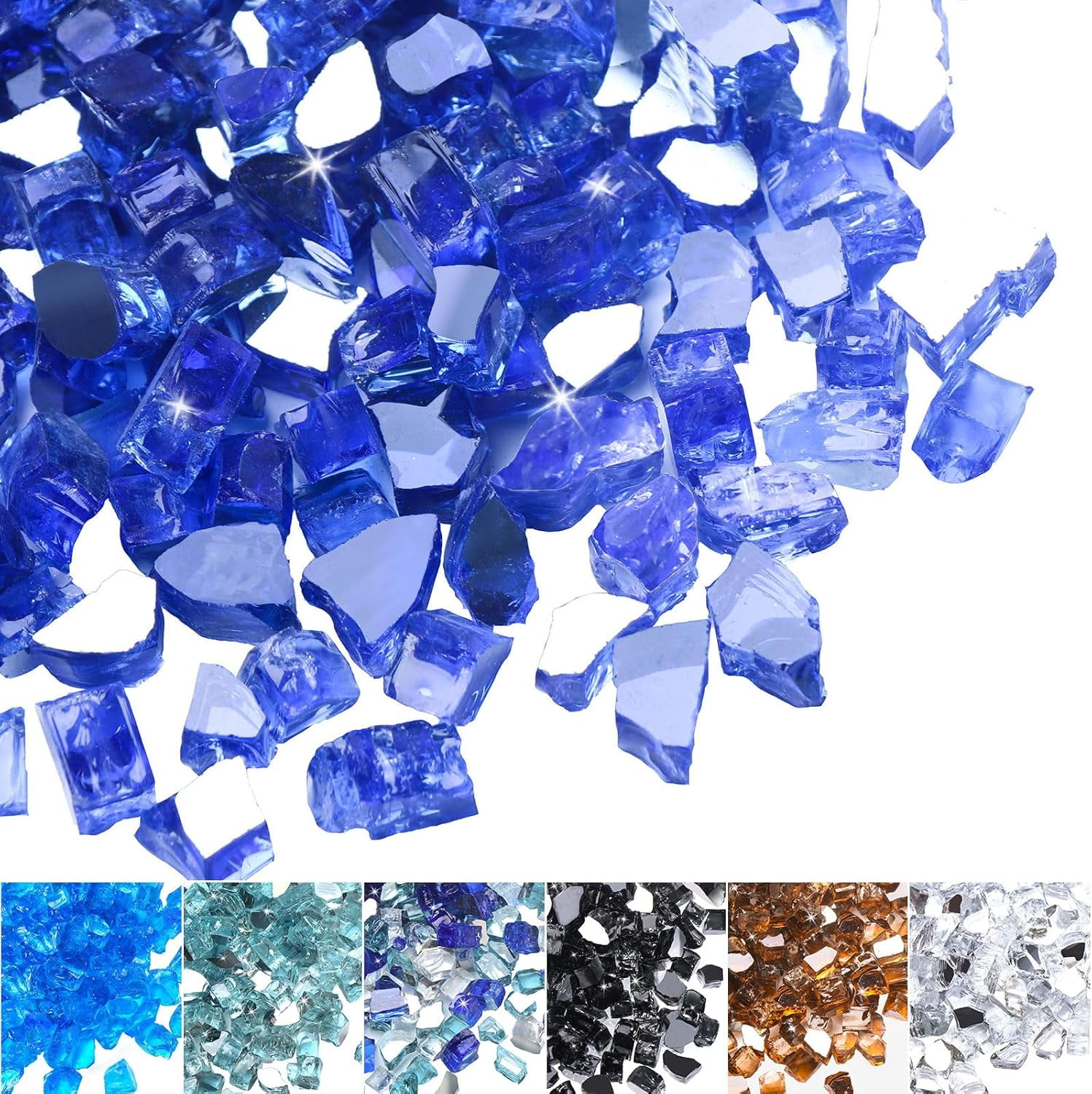 20lbs Cobalt Blue Firepit Glass Rocks, 1/2 Inch Fire Glass for Propane ...