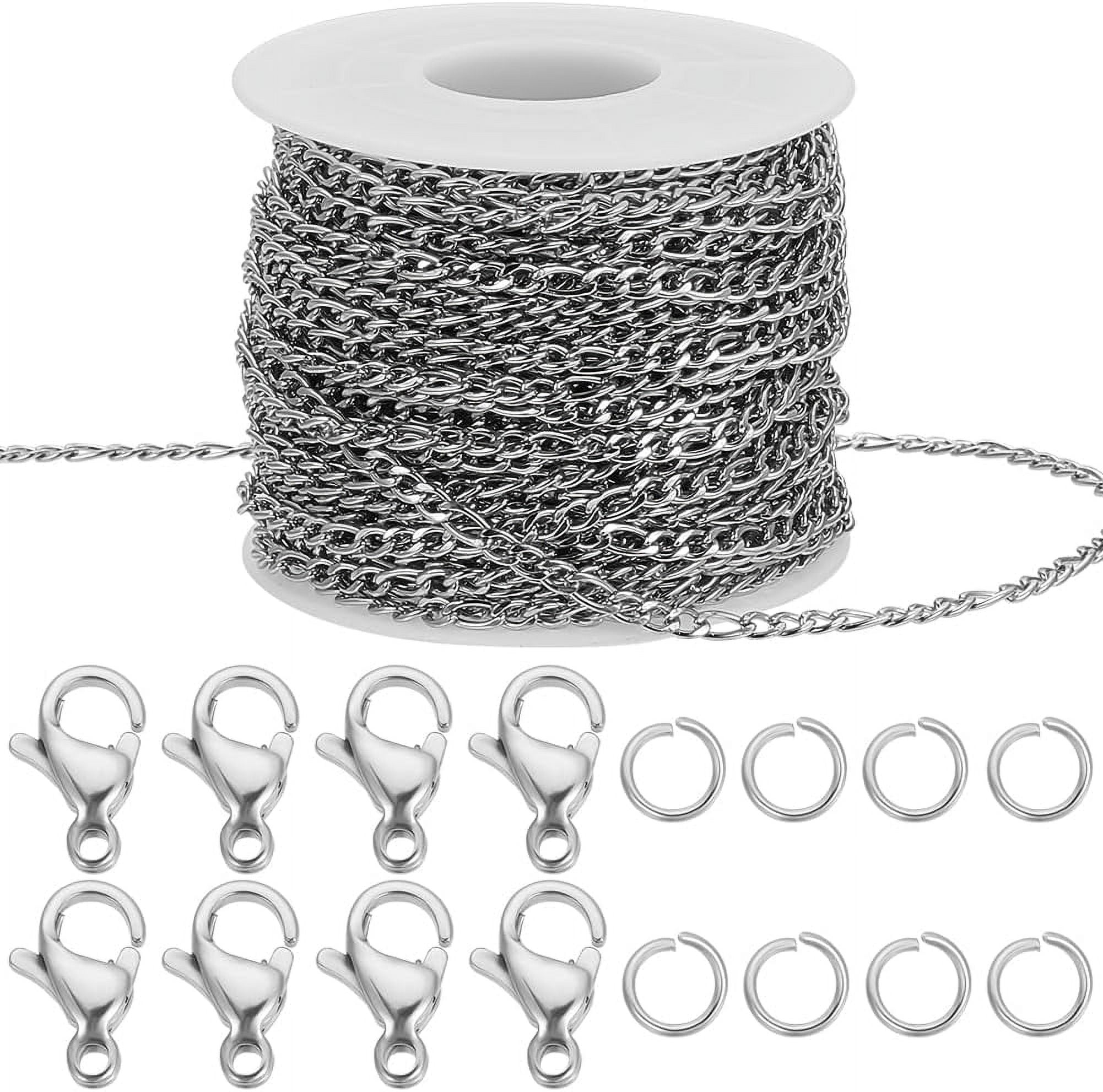 20m/65.61 Feet Figaro Chain Bulk Chain Link Jewelry Making Kit with ...