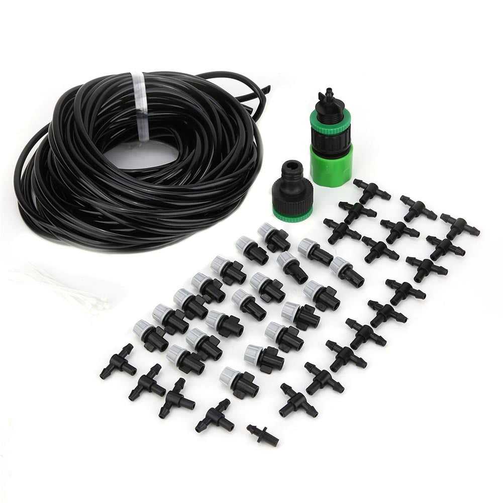 20m Irrigation Hose System with Micro Drip Nozzles and Sprinkler for Self-Watering Plants Kit ...