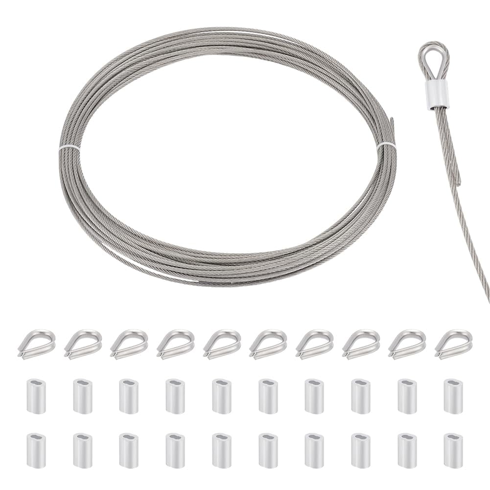 20m Long Stainless Steel Cable 3mm Wire Rope Kit Aircraft Cable Garden ...