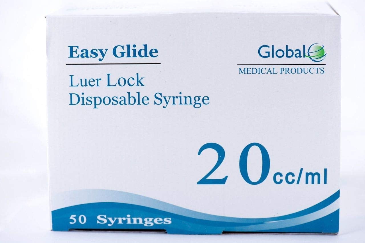 20ml Sterile Syringe Only with Luer Lock Tip - 50 Sterile Syringes by ...
