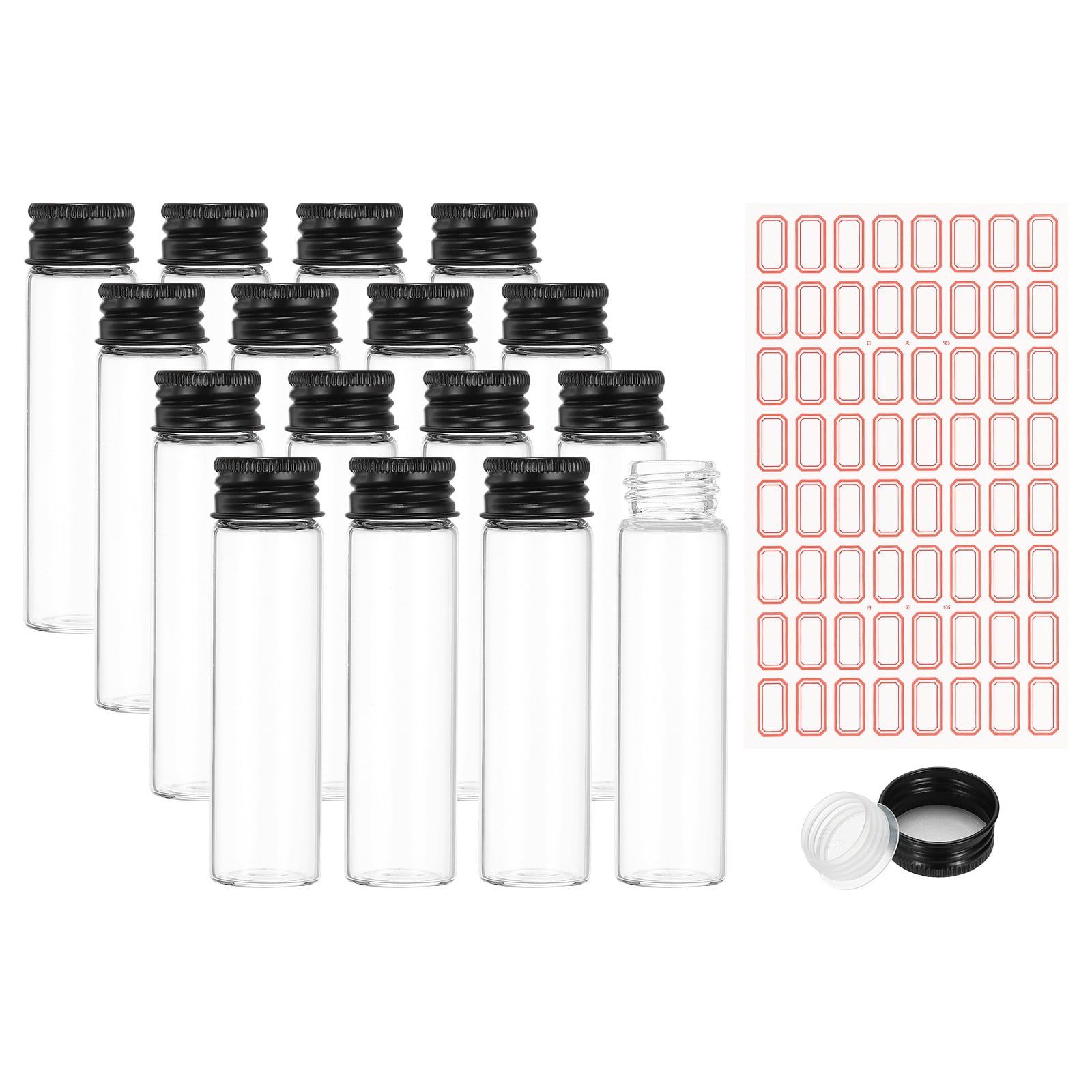 20ml Test Tubes with Caps, 24Pcs 22x80mm Glass Clear Flat Bottom Test ...