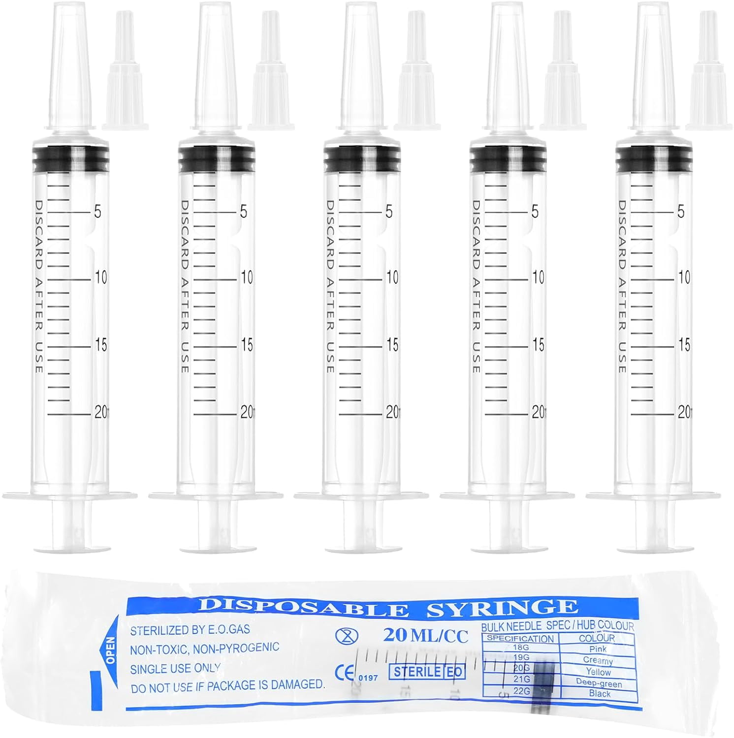 20ml syringe for liquids, 50-pack large plastic syringe with adapter ...