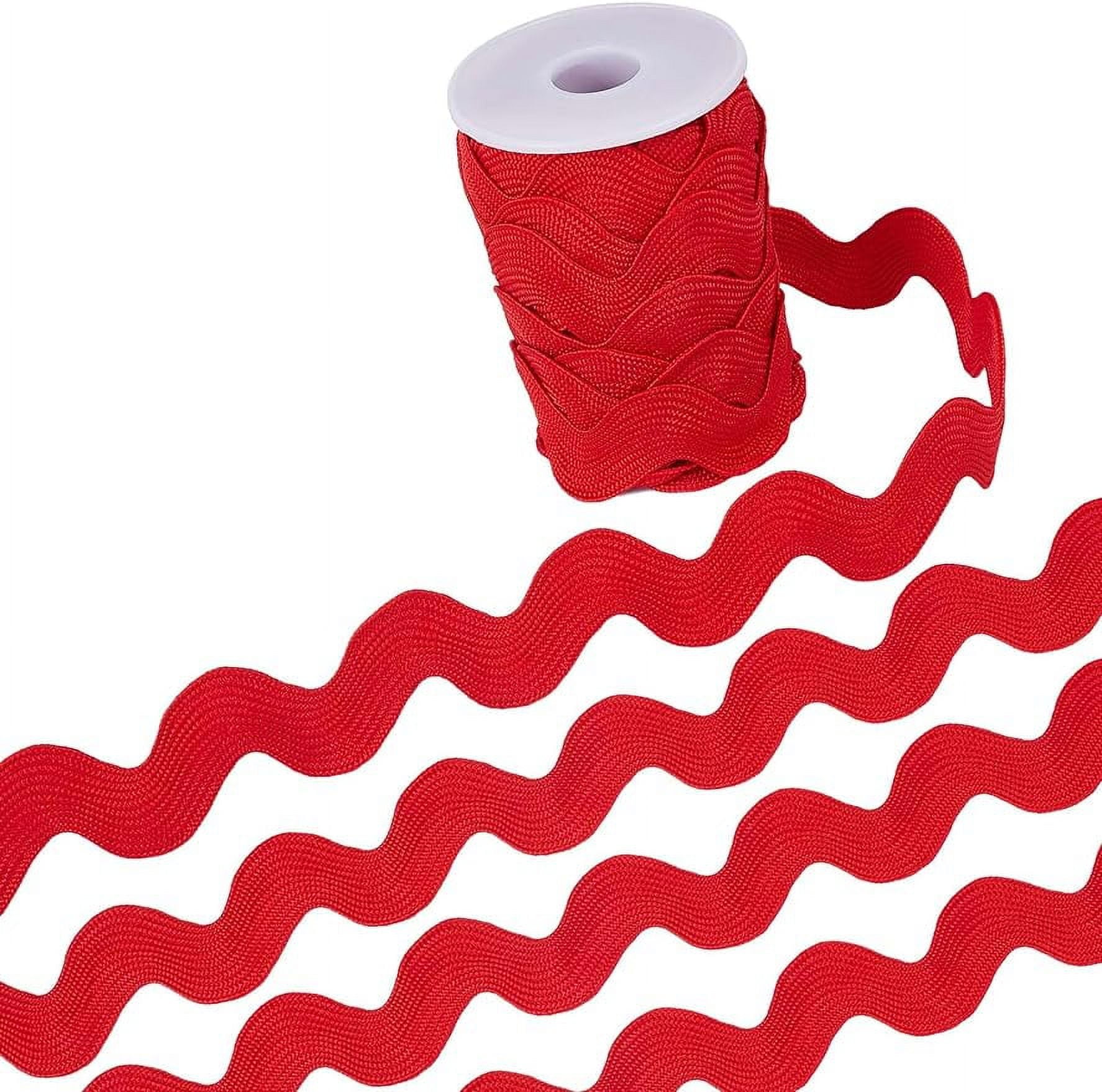 20mm 10 Yards Red Polyester Rick Rack Wave Bending Fringe Trim Braided ...